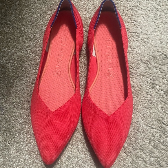 Rothy's | Shoes | Rothys The Point Flame Red Ballet Flat Slip On Shoes ...